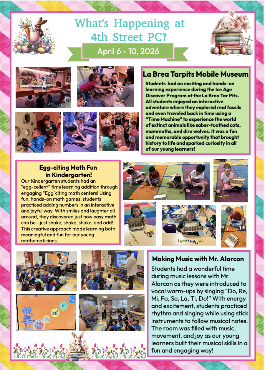 April 6-10, 2026 Newsletter | 4th Street Primary Center & Dual Language ...