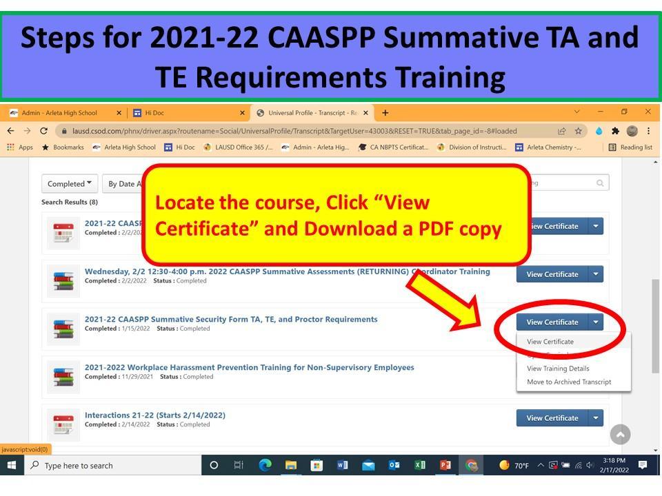 2021-22 CAASPP Summative Assessment TA and TE Requirements – Testing ...