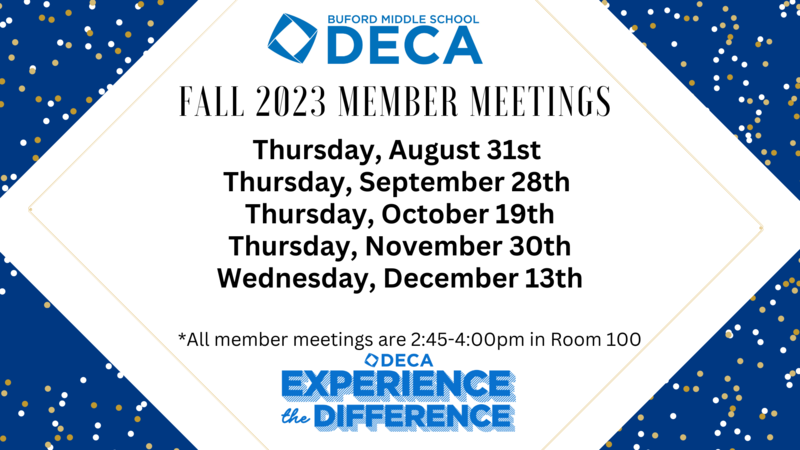 BMS DECA Fall 2023 Meeting Dates | Buford Middle School