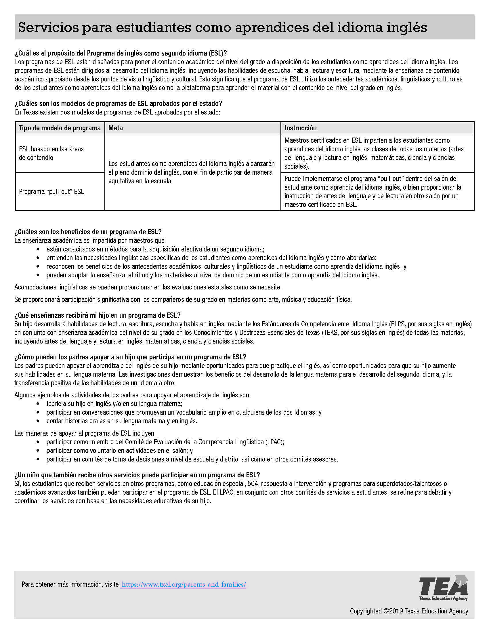 English as a Second Language (ESL) Programs – Bilingual Education/ESL ...