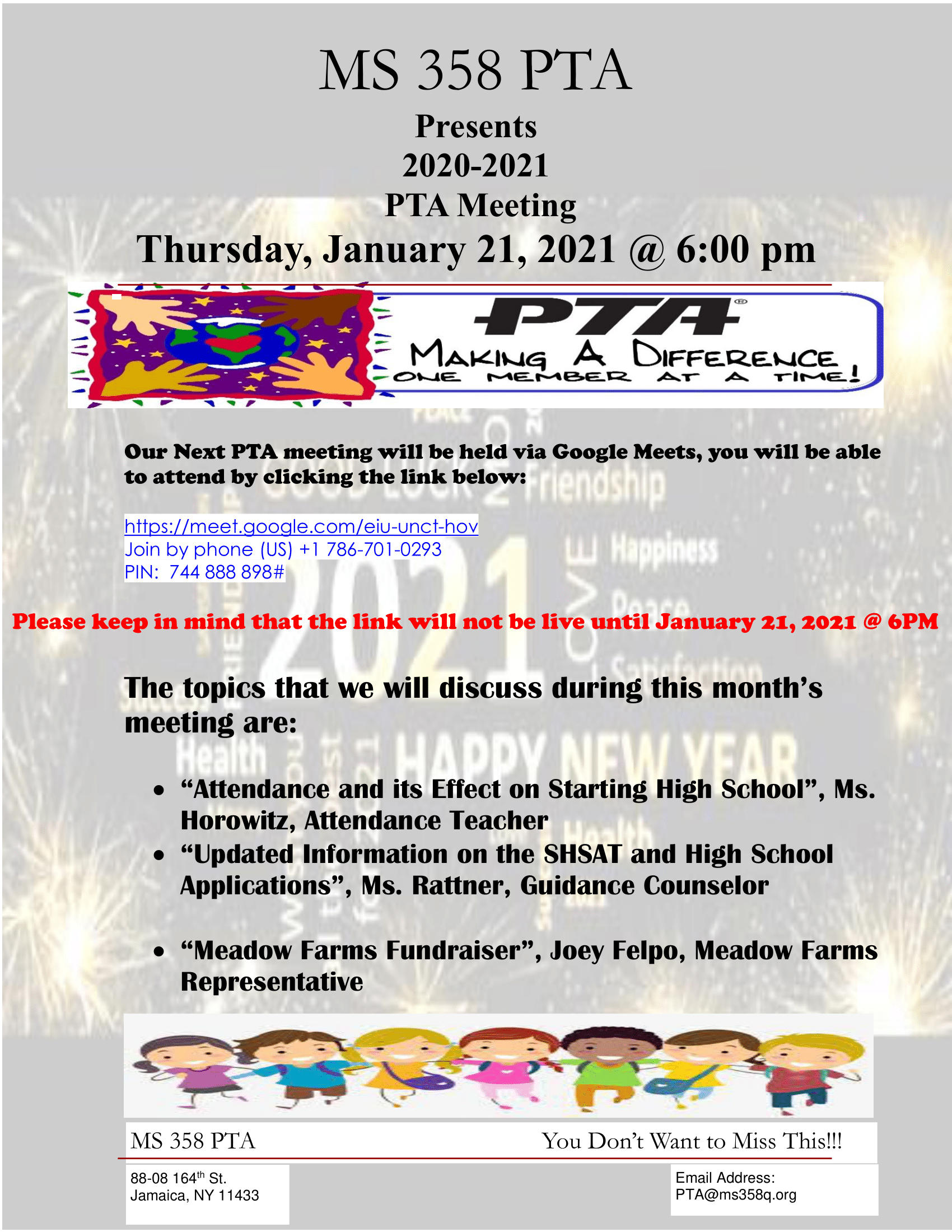 PTA Flyers Documents Parents Middle School 358