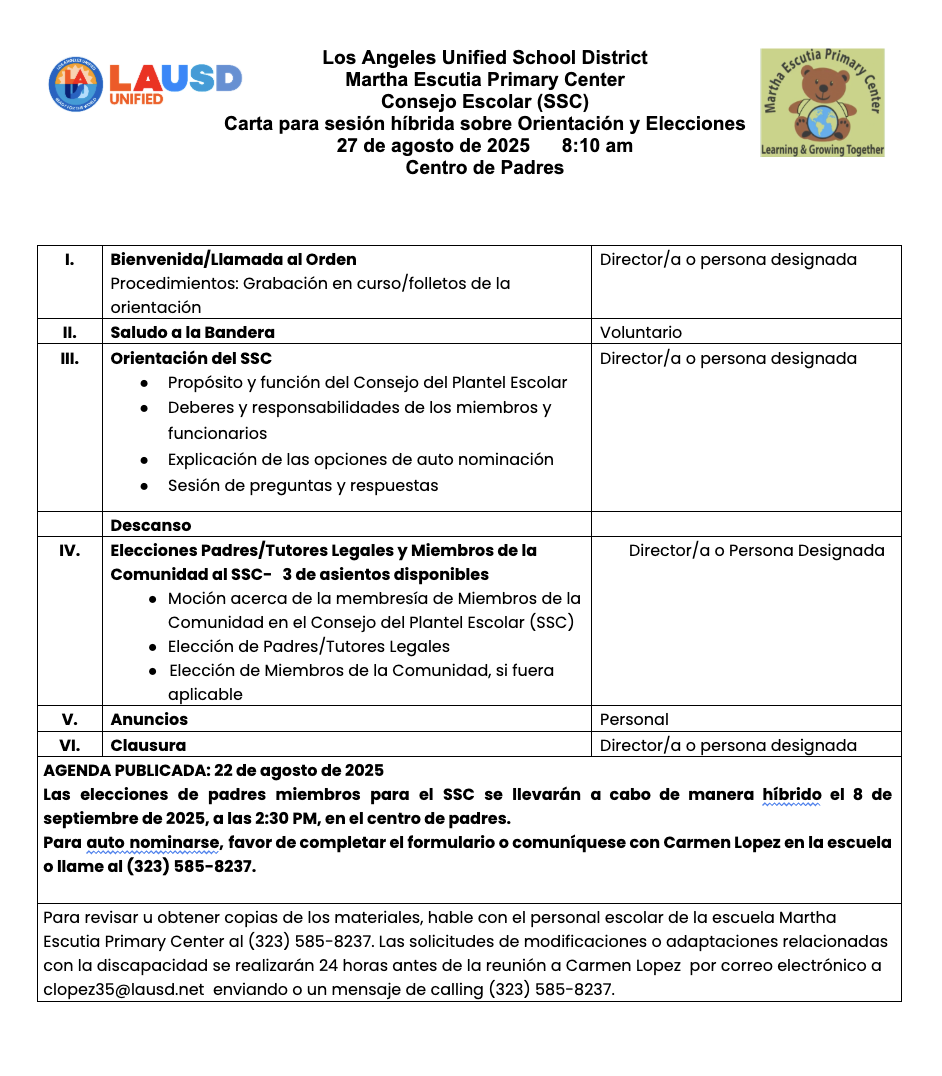 SSC – About Us – Martha Escutia Primary Center
