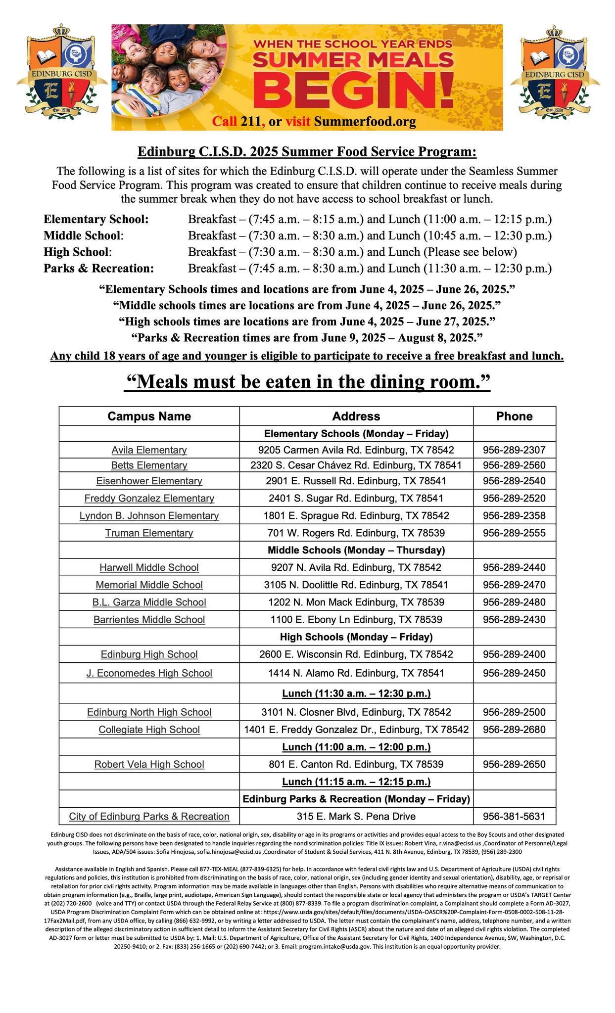 2025 Summer Food Service Program – Banner Files – Edinburg Consolidated ...