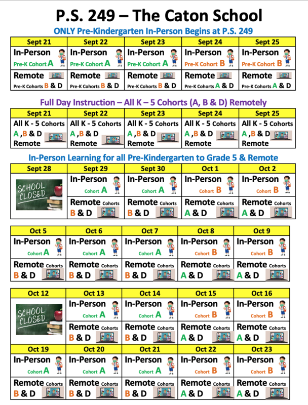 Calendar Sept 21-Oct 23 | The Caton School - P.S. 249