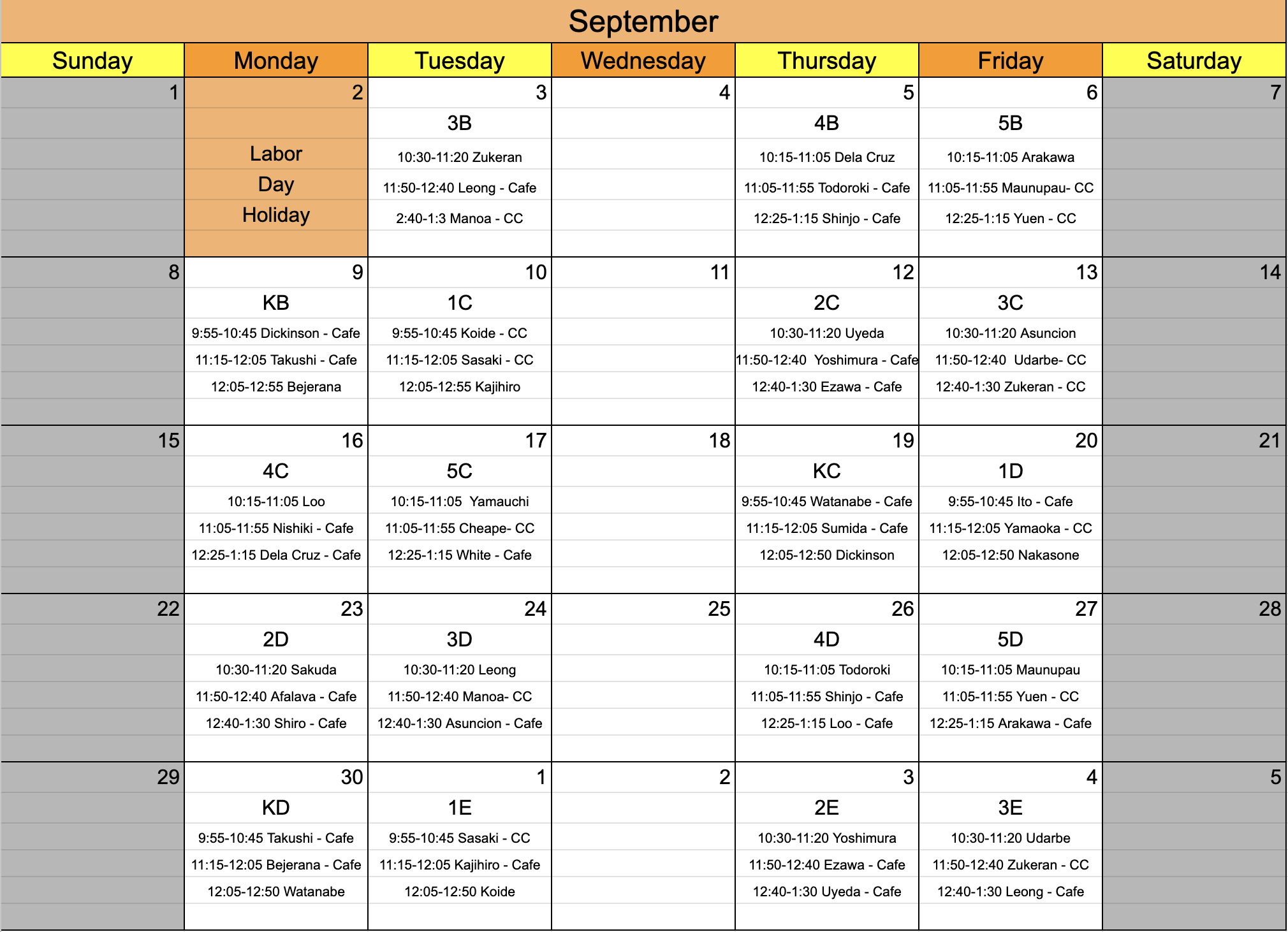 Schedules / Calendar – Physical Education – Mililani Waena Elementary