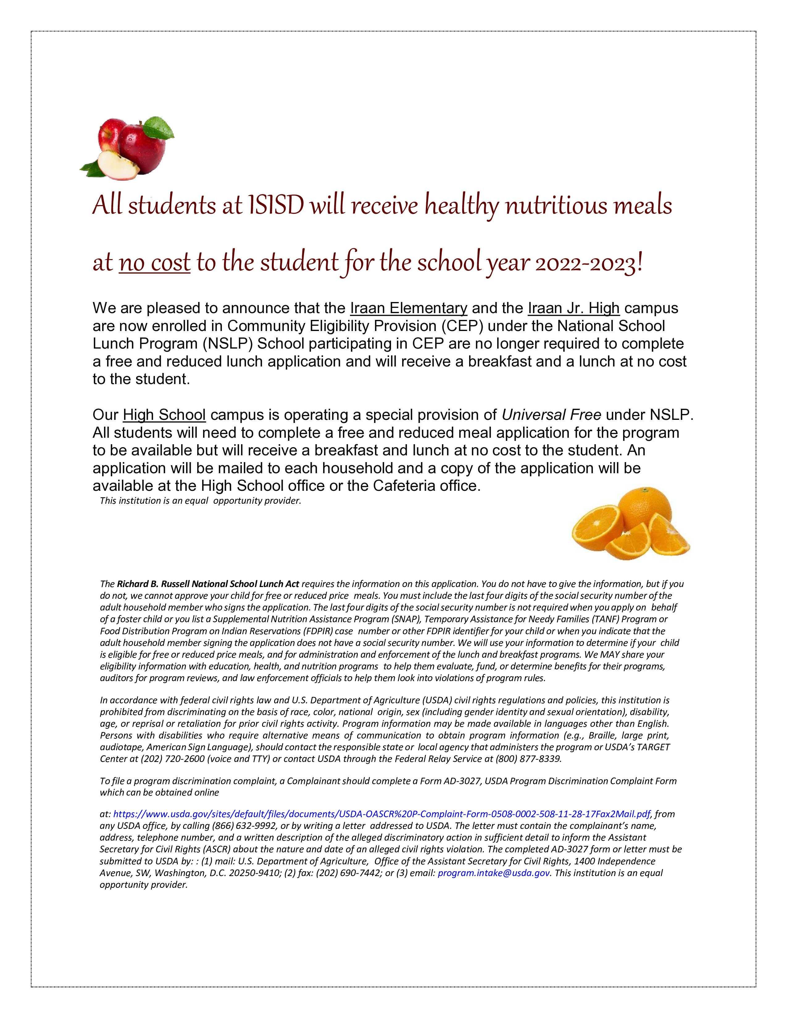 Child Nutrition – Child Nutrition – Iraan-Sheffield Independent School ...