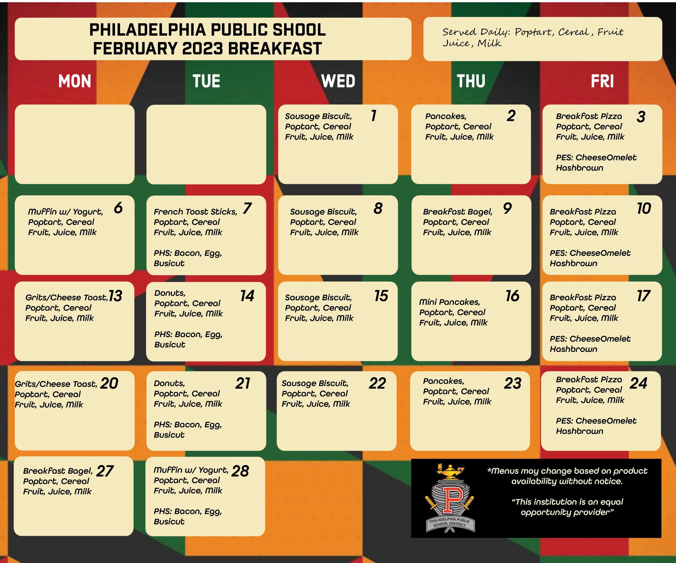 PPSD Menus – PPSD Menu – Philadelphia Public School District