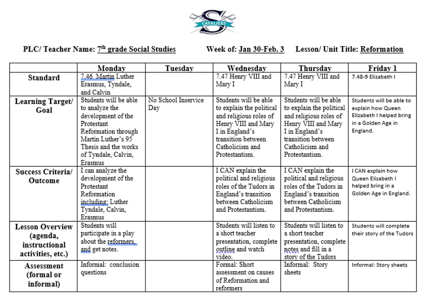 World History – Teressa Parker – Siegel Middle School