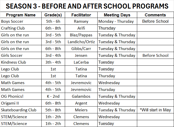 Before and After School Programs – Programs & Activities – Gray ...