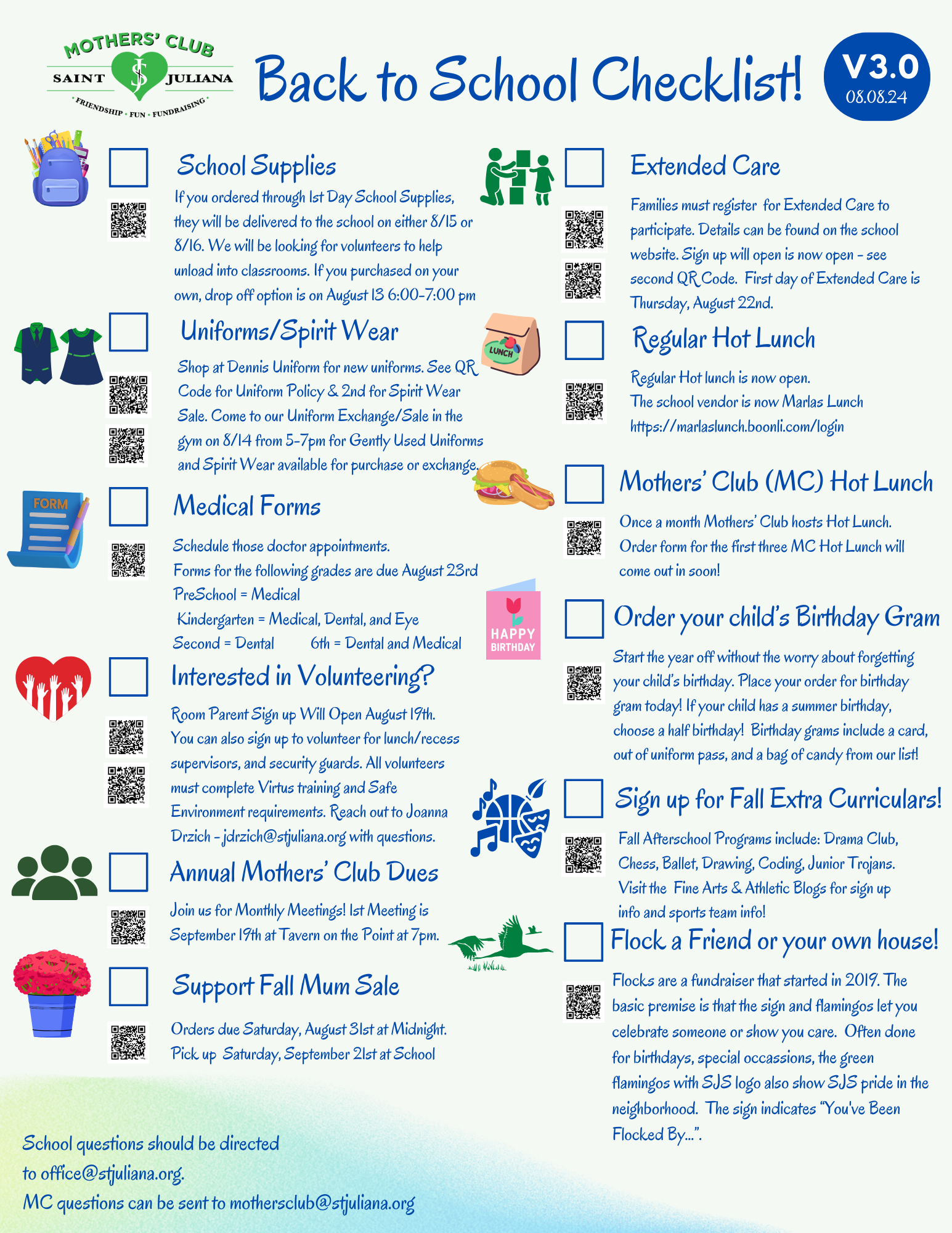Back to School Checklist! - QR Codes on Flier or Live Links Below ...