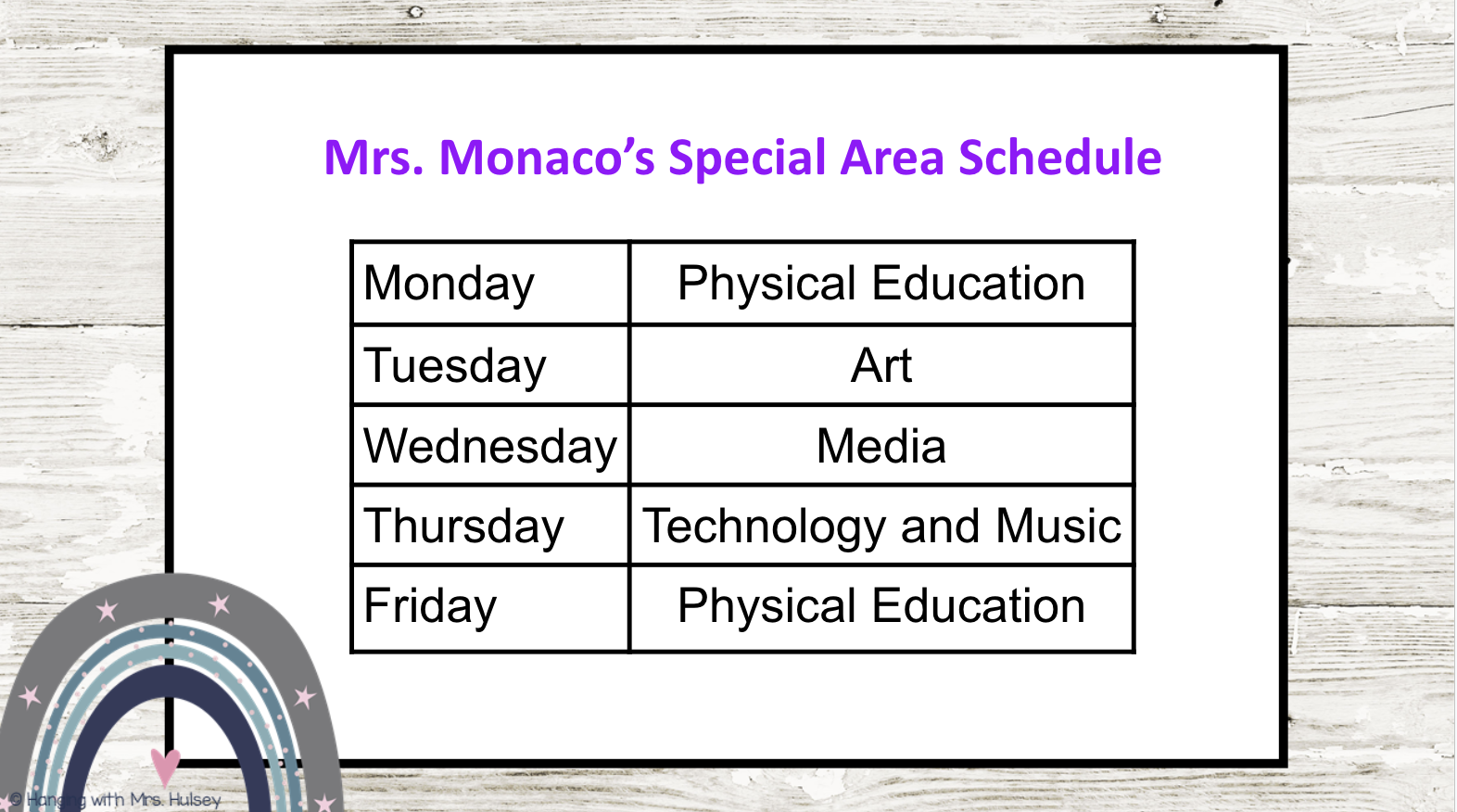 Mrs. Monaco's Special Area Schedule – Alyssa Monaco – Greenville School
