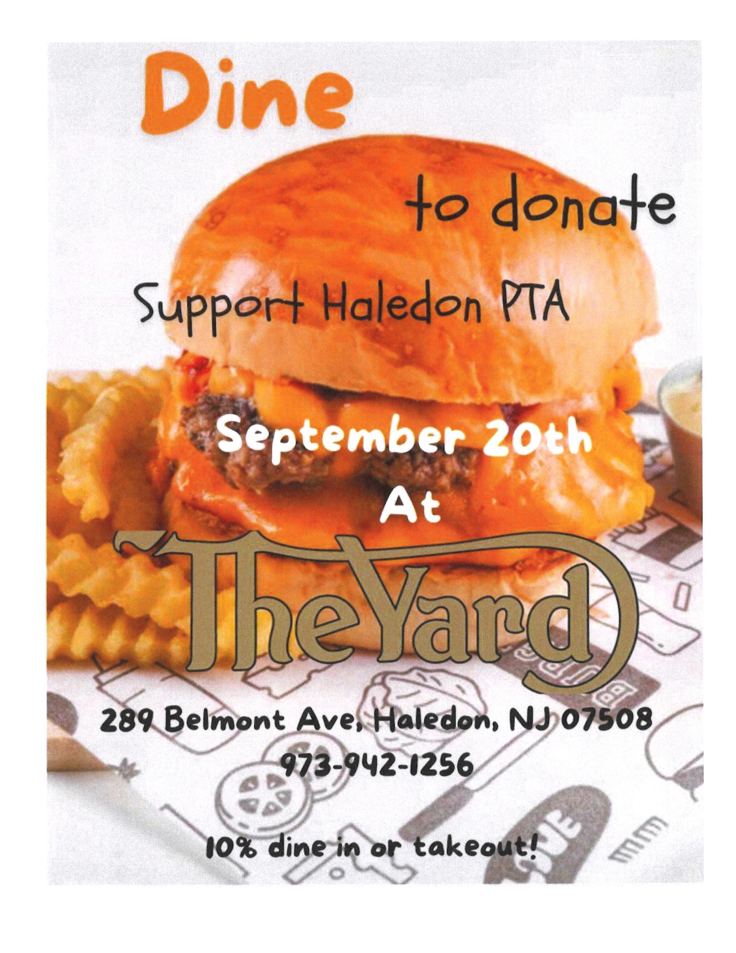 PTA DINE TO DONATE SEPT 20, 2024 *** | Haledon Public School