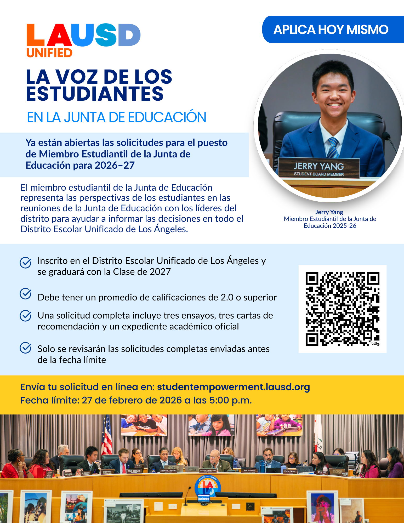 2026-27 Student Board Member Applications Open | Board Member Karla Griego