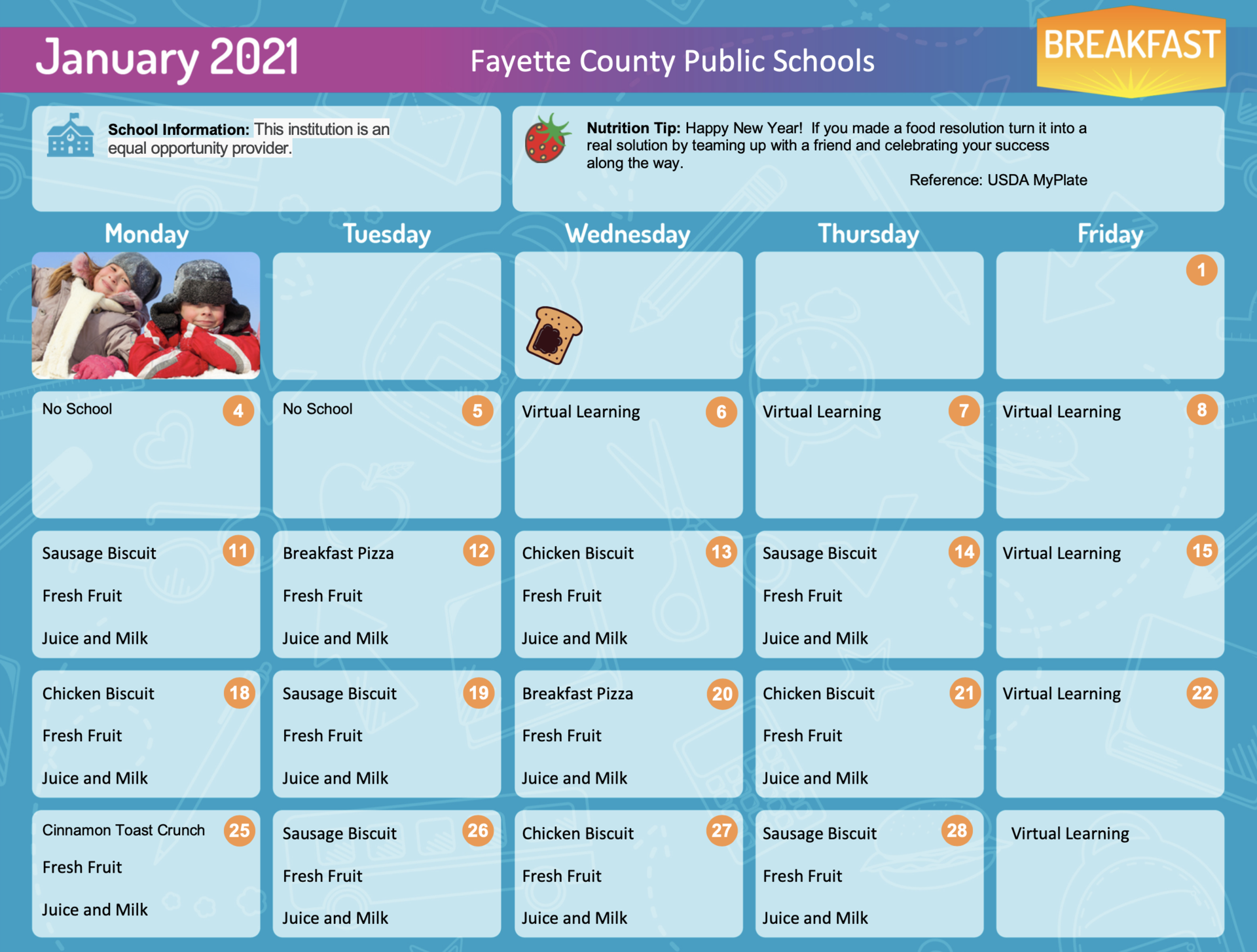 Monthly Cafeteria Menus – Parent & Student Info – Fayette County Public ...