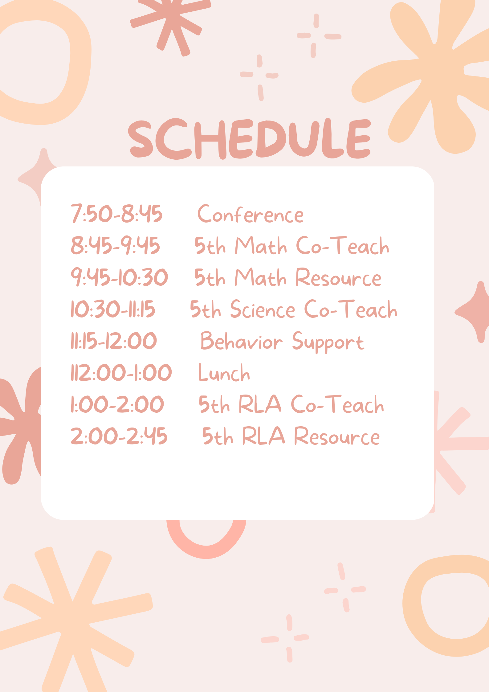 Schedule – Jessica Haskell – Carpenter Elementary