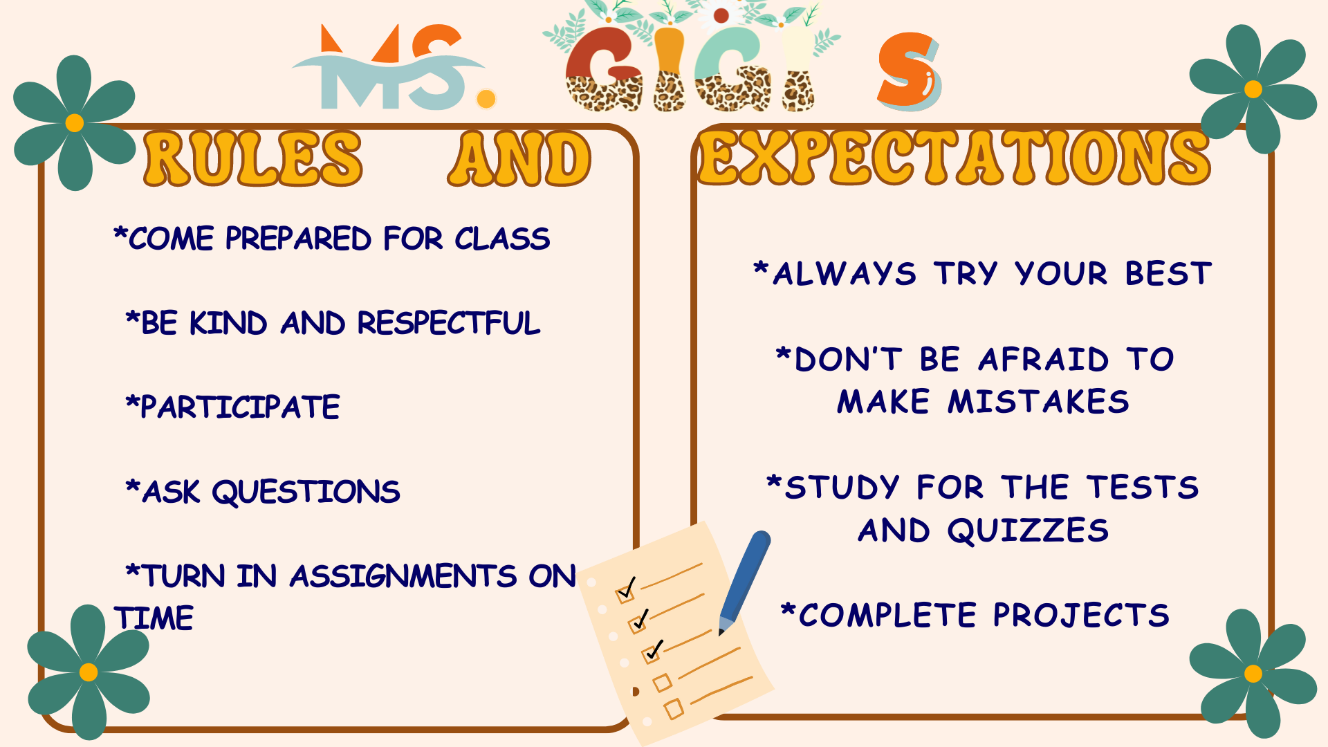 Ms.Gigi's Rules and Expectations – Nana Gigineishvili – John F. Kennedy ...