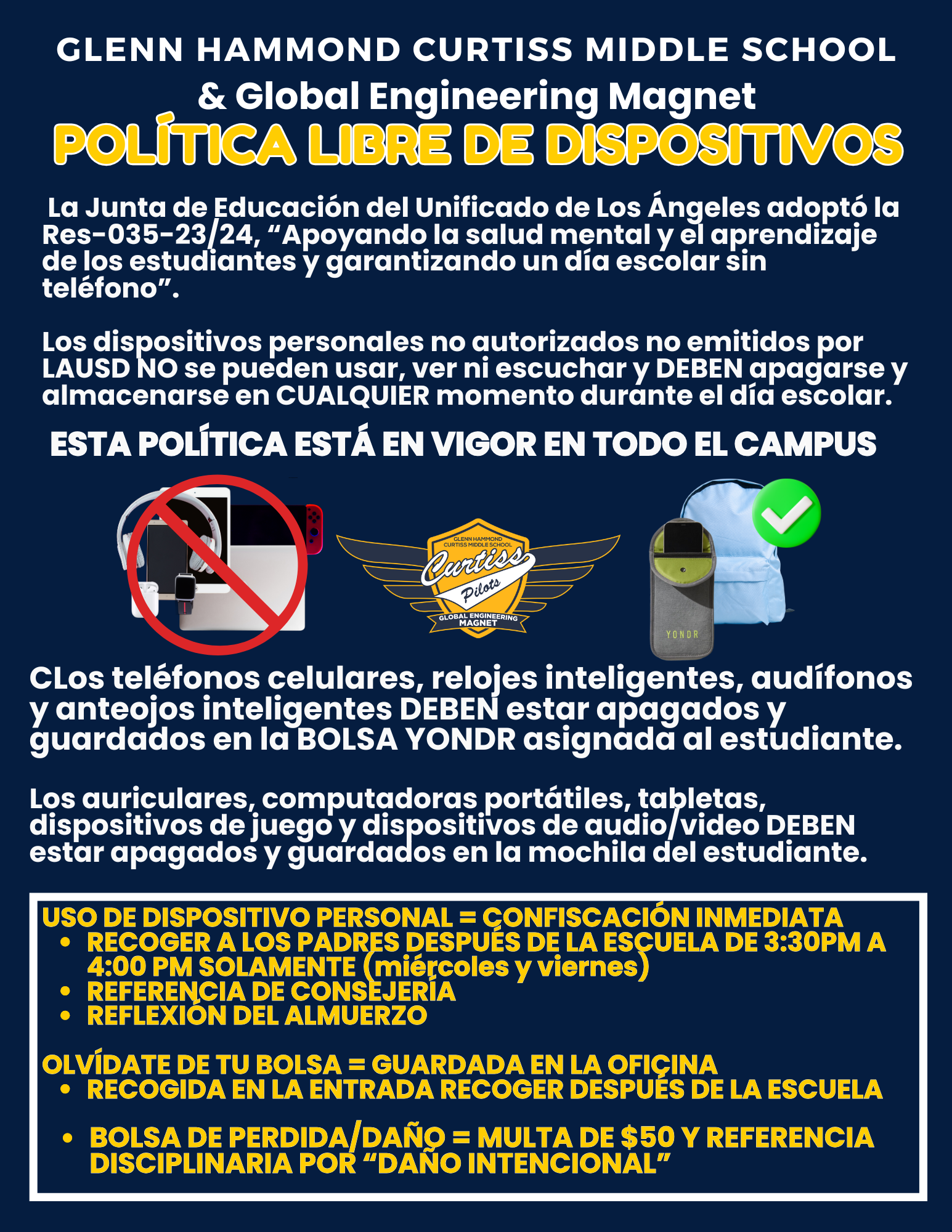 Personal Device Policy – Student Resources – Curtiss Middle School