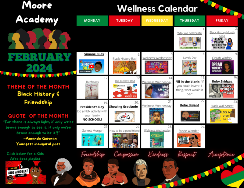 February Wellness Calendar | Dr. Lawrence H. Moore Math/ Science ...