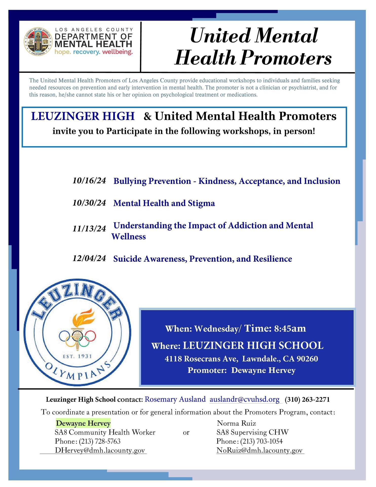 Community Resources – Community Schools – Leuzinger High School