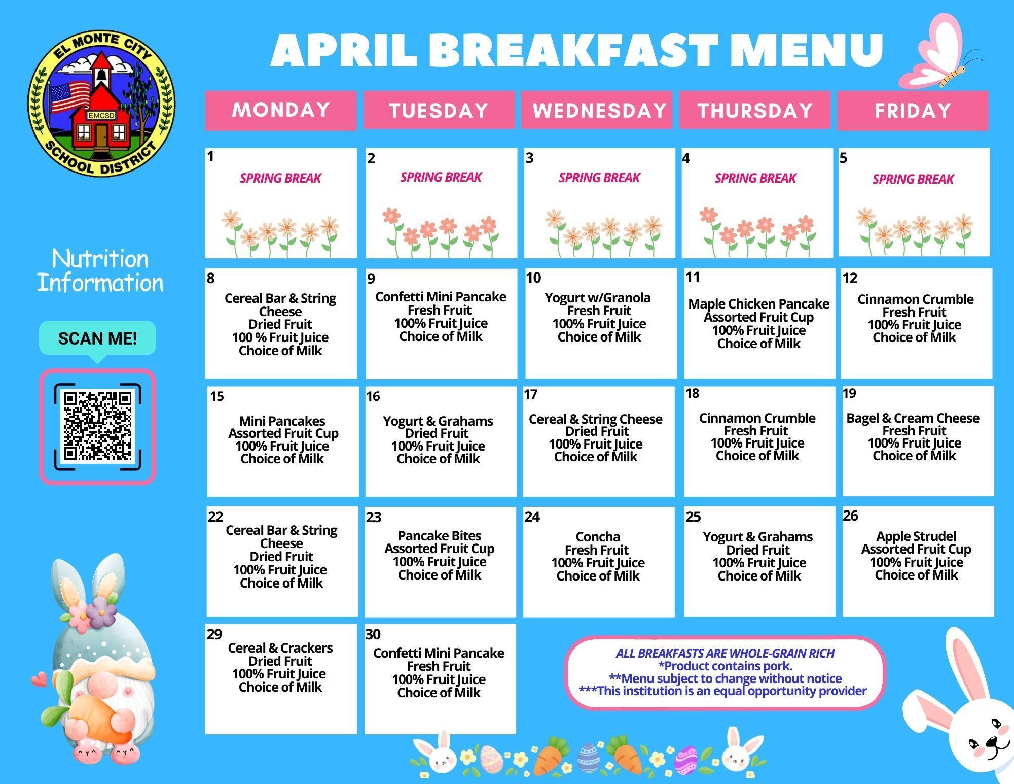 Menus & Meal Programs – Nutrition Services – El Monte City School District