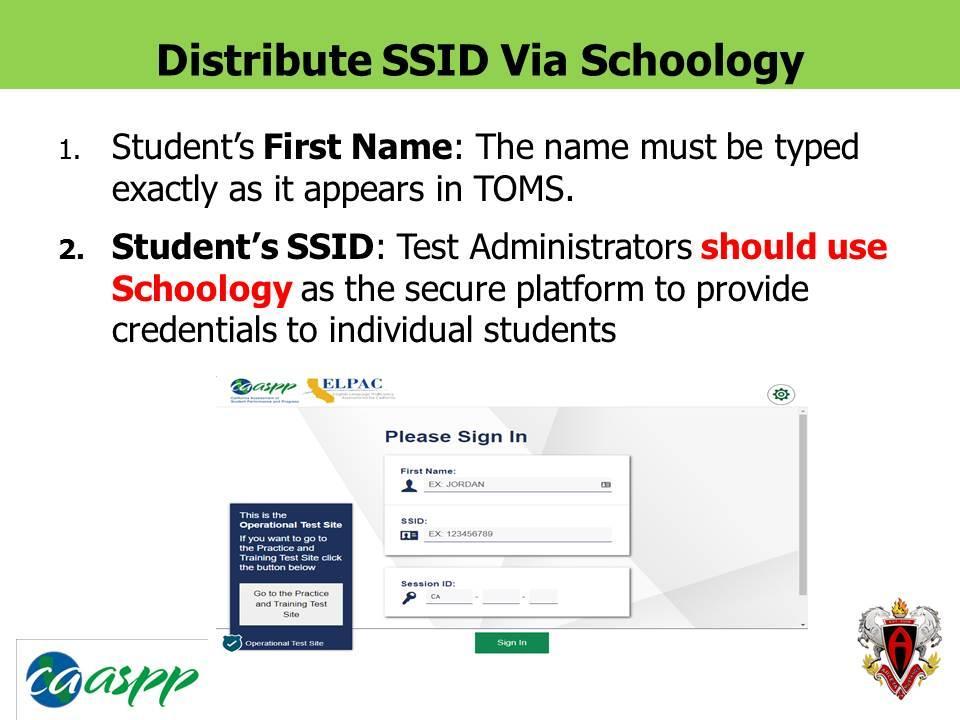 CAASPP_SSID: – Testing Center (Hub) – Arleta High School