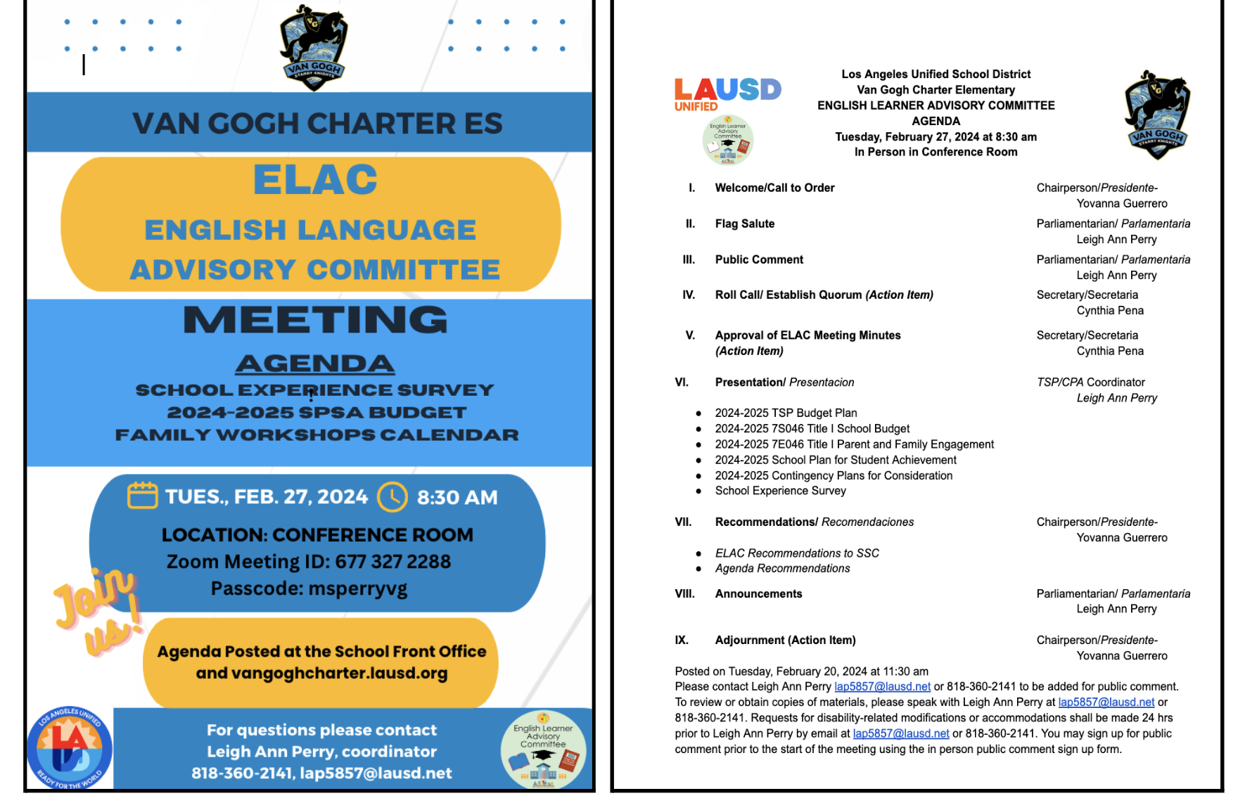 School Site Council/ELAC – For Parents – Van Gogh Charter