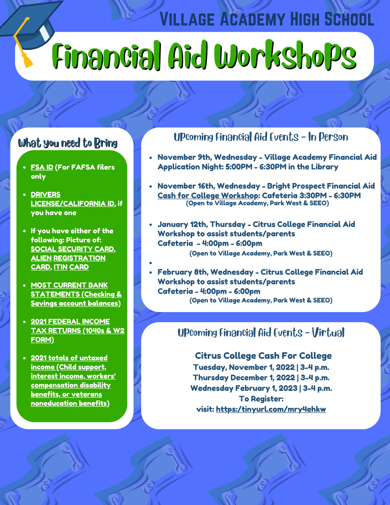 FAFSA/CADAA - Financial Aid Resources – Career Center – Village Academy ...
