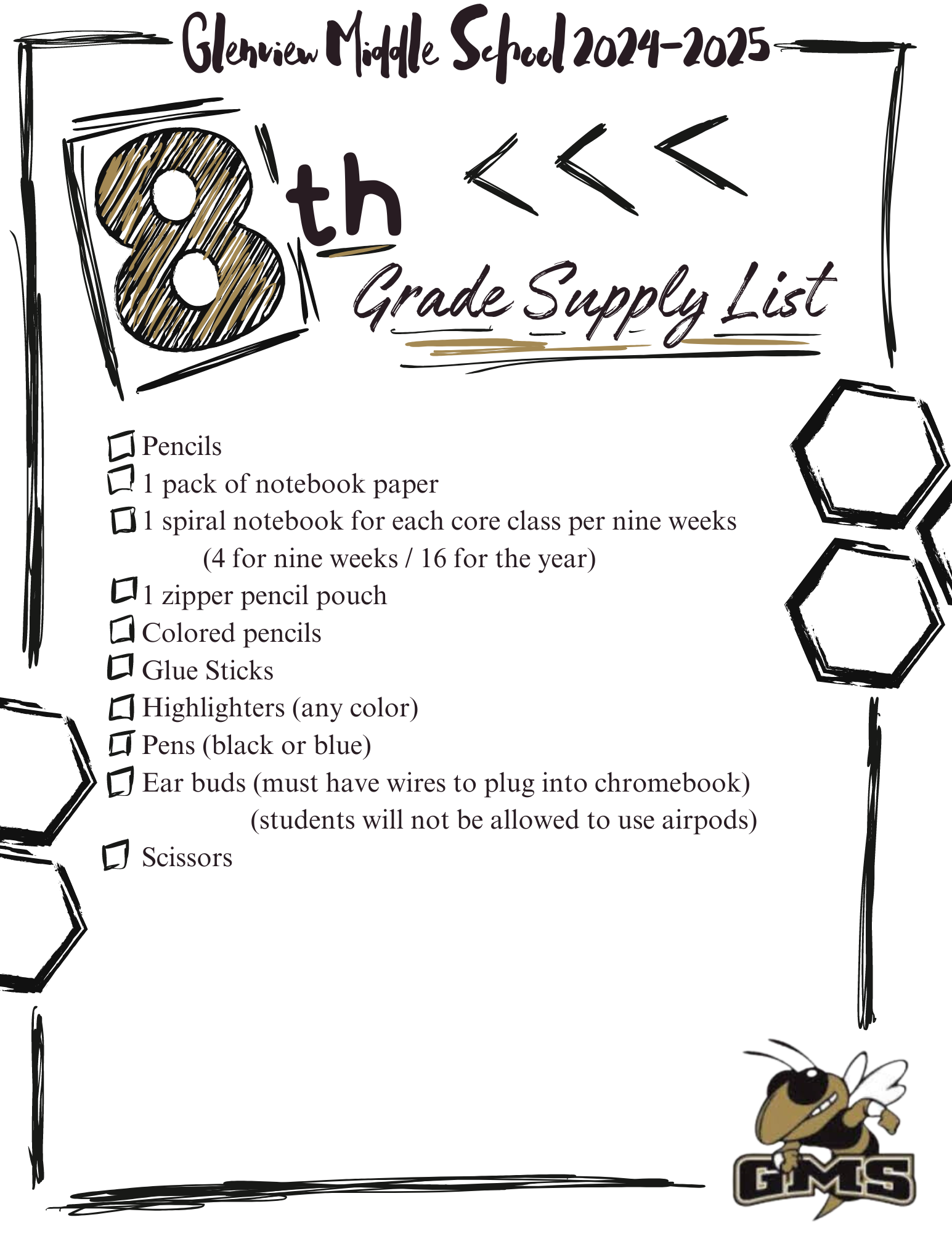 School Supply Lists Classrooms Section Glenview Middle School School Supply Lists Classrooms Section Glenview Middle School