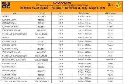 Schedule of Classes - Schedule of Classes - East Los Angeles ...
