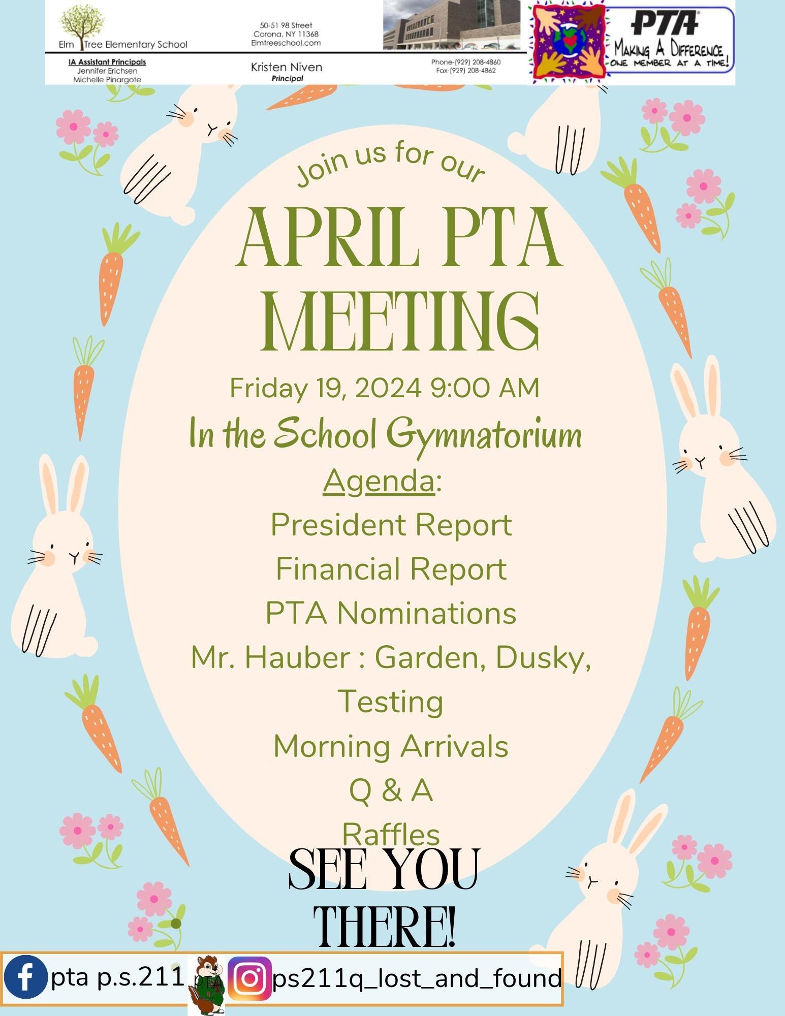 April 19th, 2024 - P.S. 211 and Our PTA Invites You to Our April 2024 ...