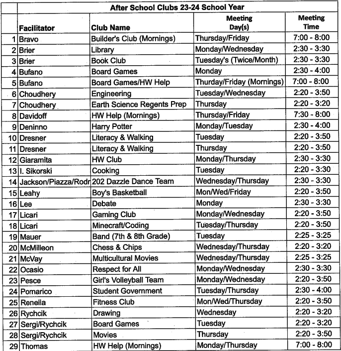 After School Clubs Menu SY 23/24 – After School Clubs SY 23/24 – Robert ...