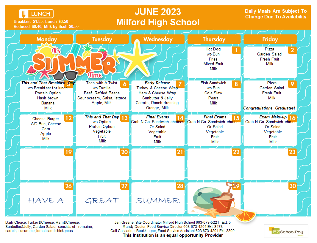 What's for Lunch? - MHS - Milford School District