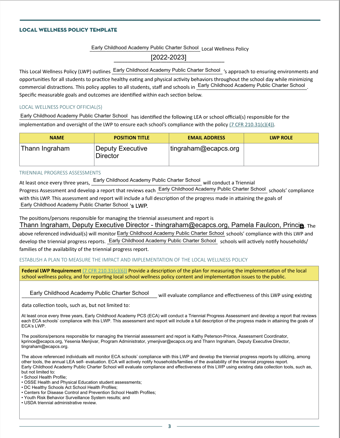 ECA Local Wellness Policy – Local Wellness Policy – Early Childhood ...
