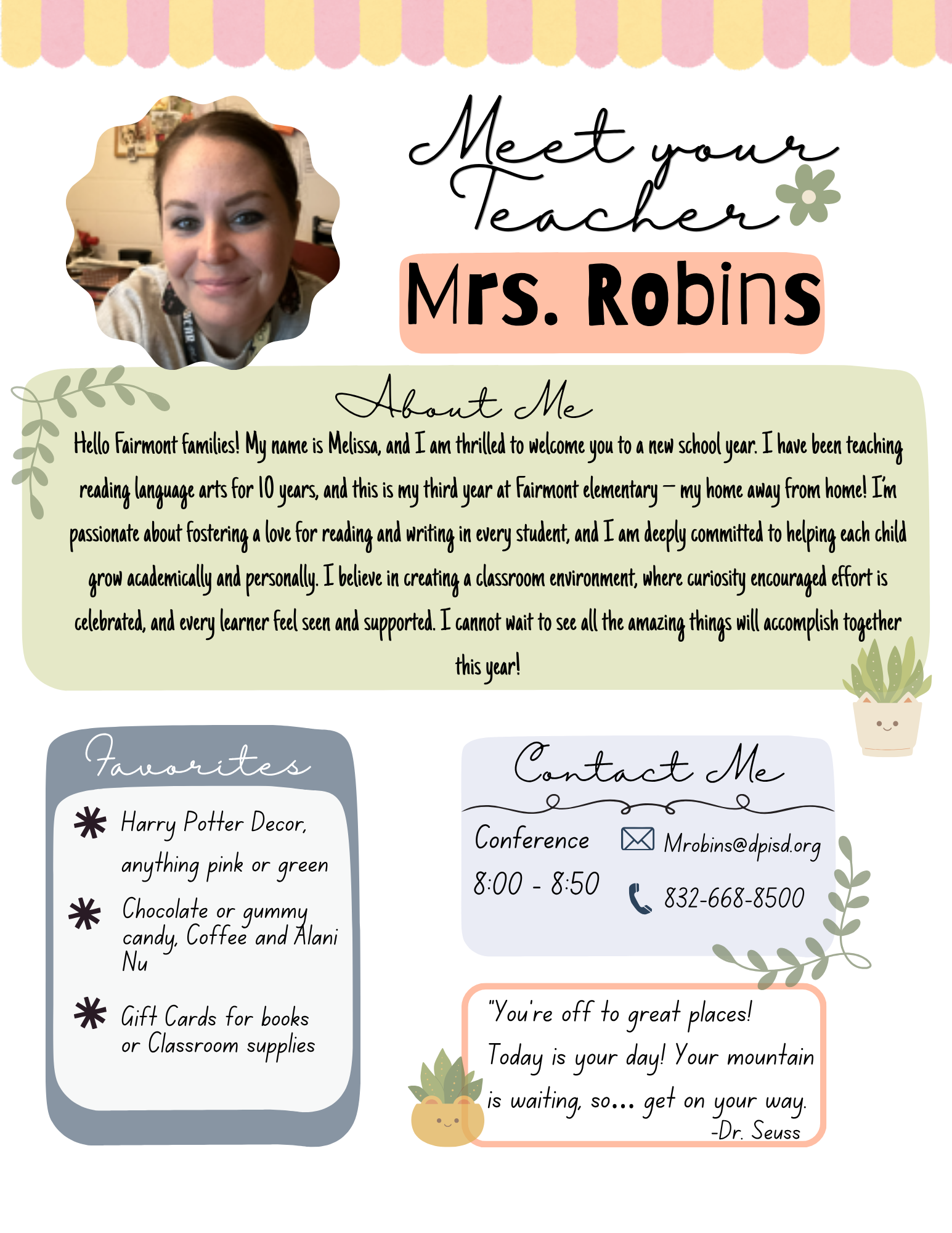 About Mrs. Robins – Melissa Robins – Fairmont Elementary
