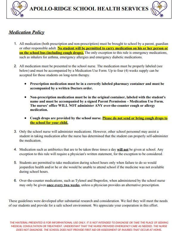 Medication Use/Cough Drop Form – Mrs Taylor Jo Klazon – Apollo-Ridge ...