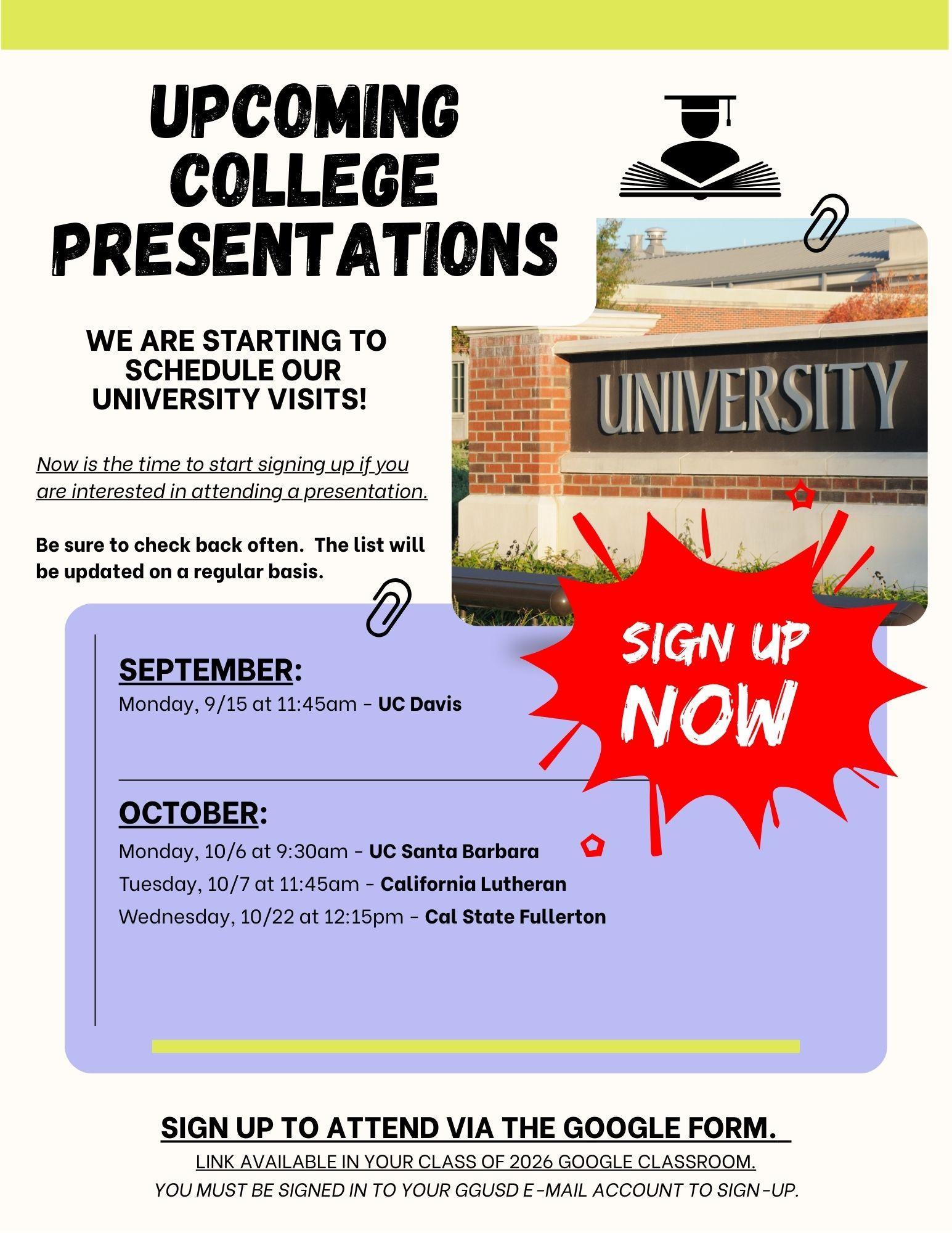 College Presentations Happening Now | Garden Grove High School