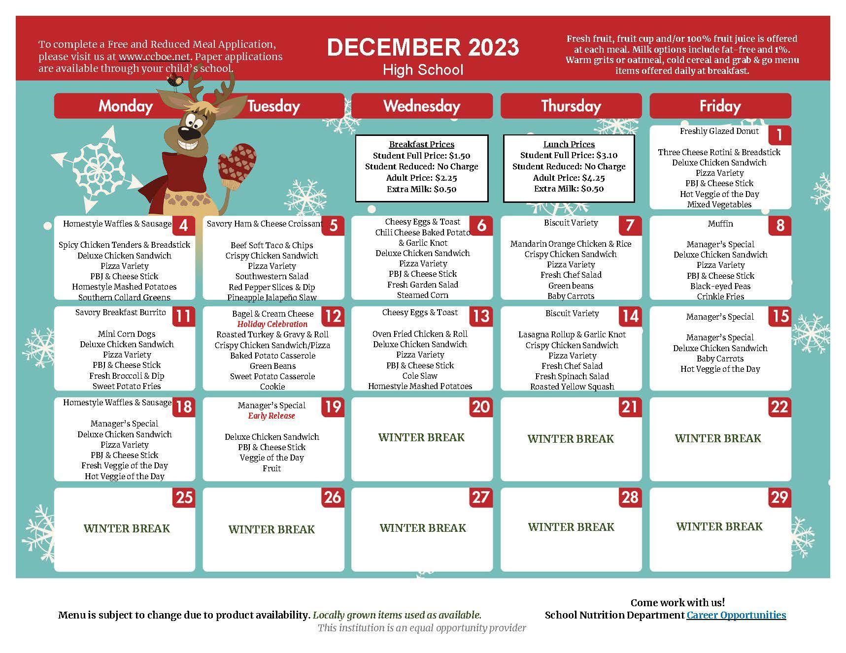 Menus – School Nutrition – Columbia County Schools