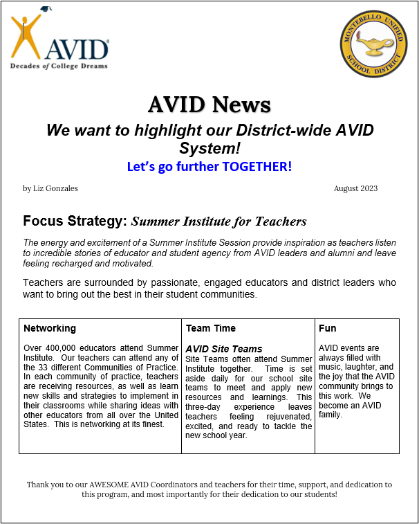 AVID – English Learners, Equity, and Innovation – Montebello Unified ...