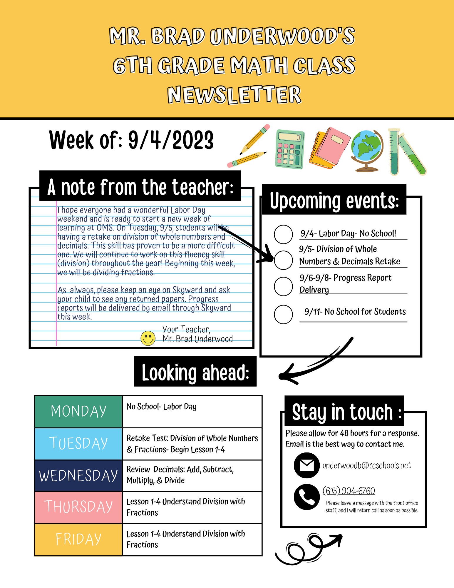 Welcome to Mr. Brad Underwood's 6th Grade Math Class! - Mr Brad ...