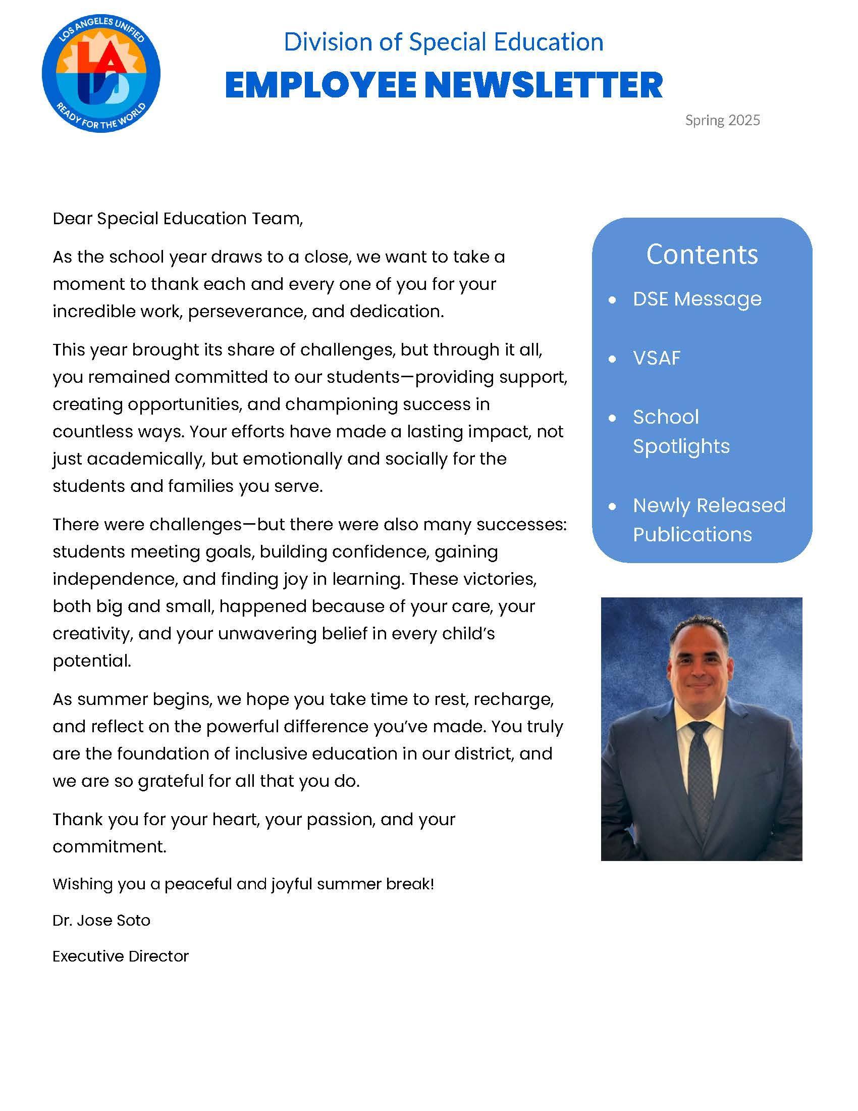 Division of Special Ed Employee Newsletter - Spring 2025 | Division of ...