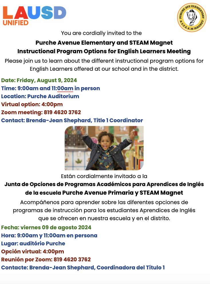 Instructional Program Options for English Learners Meeting | Purche ...