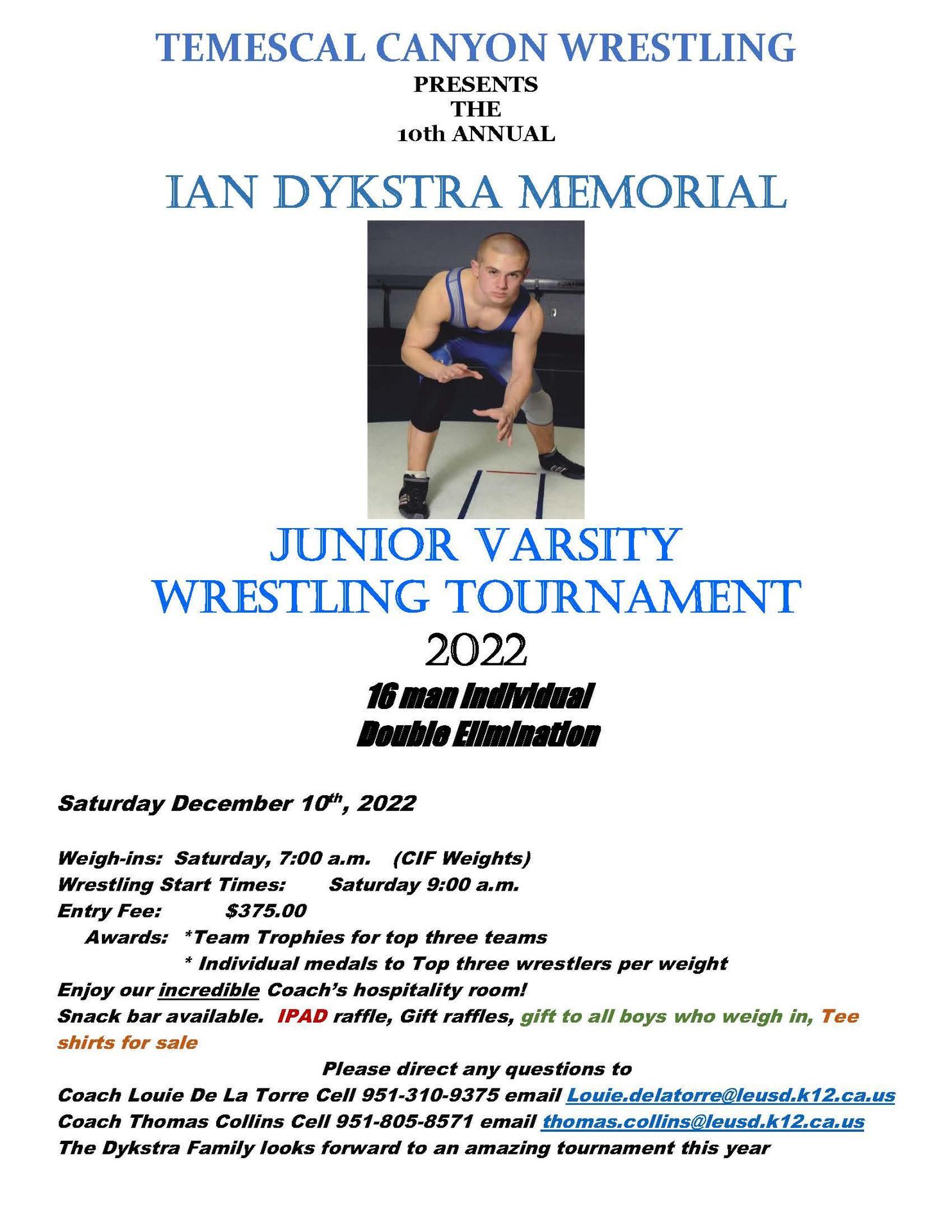 IDMF - 10th Annual Tournament – Wrestling (Boys & Girls) – Temescal ...