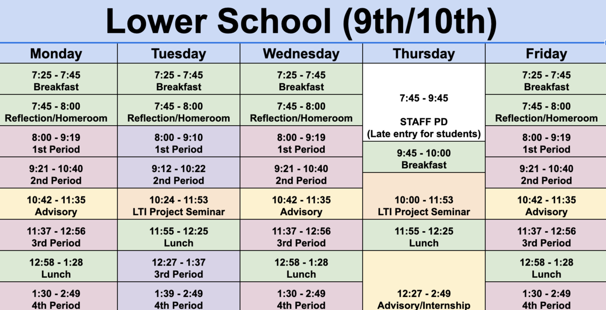 School Schedule Miscellaneous Vaux Big Picture High School
