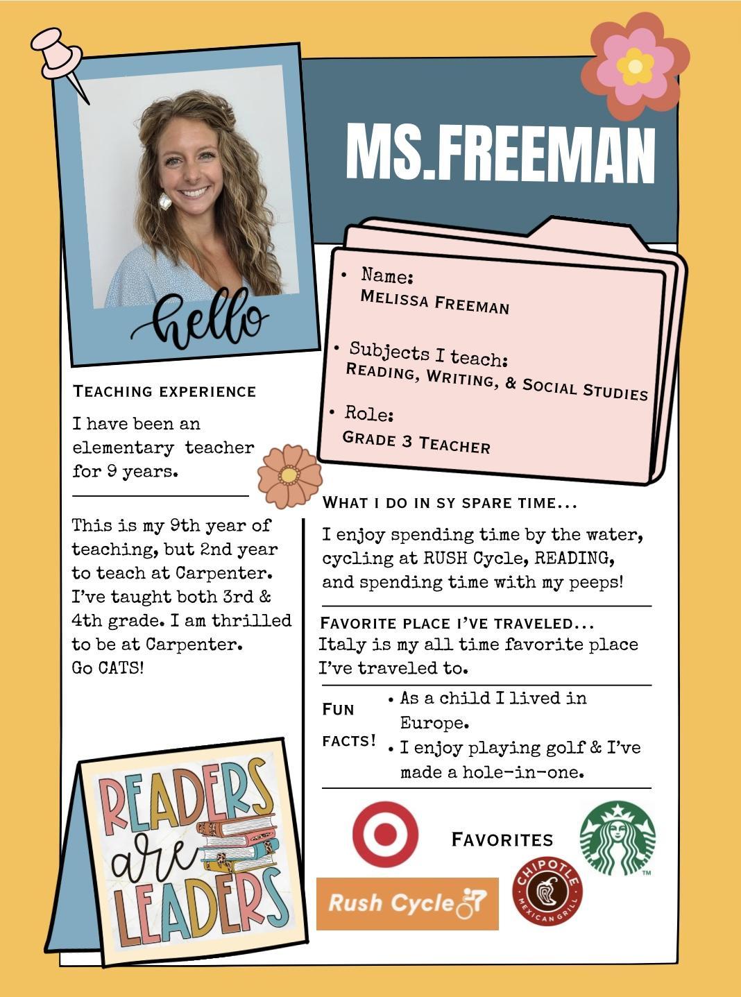 About Ms. Freeman – Melissa Freeman – Carpenter Elementary
