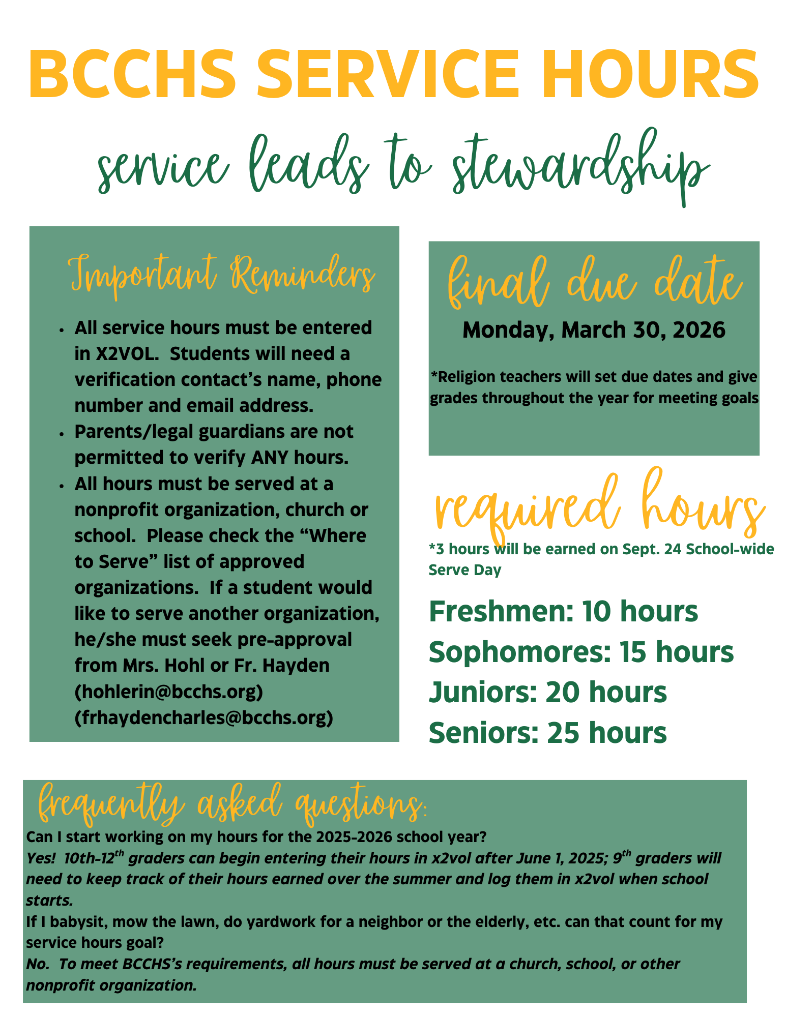 Service To Stewardship – Faith and Service – Bishop Carroll Catholic ...