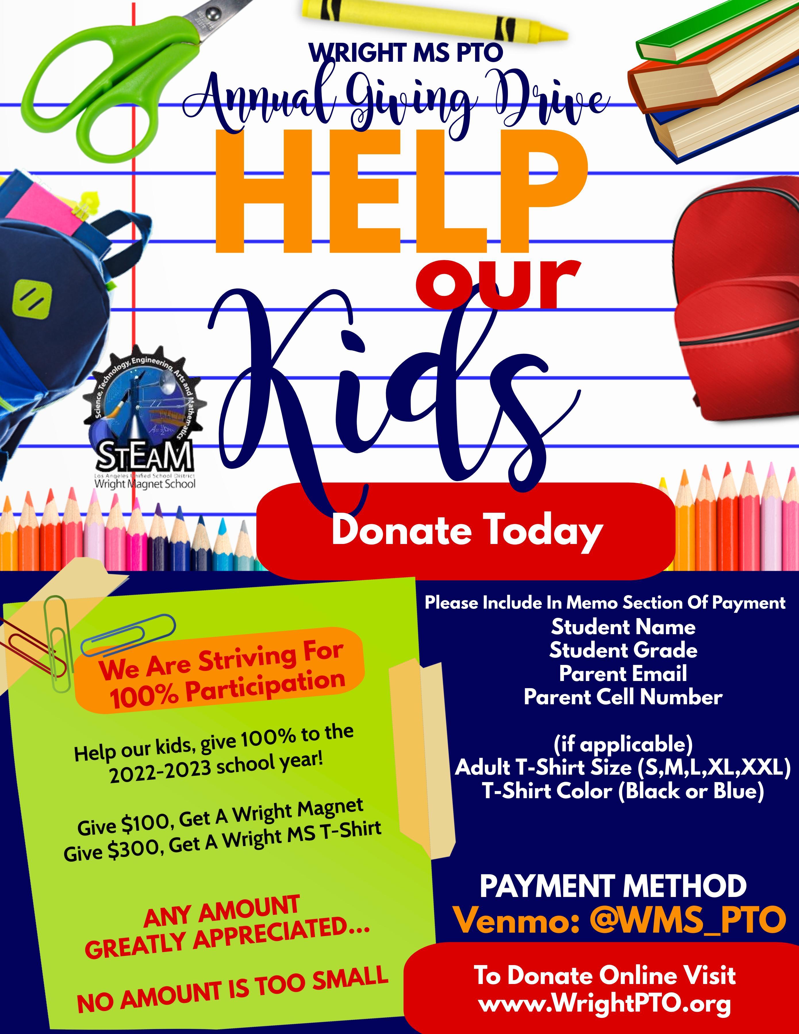 Fundraising – PTO – Wright Middle School STEAM and Gifted Magnets