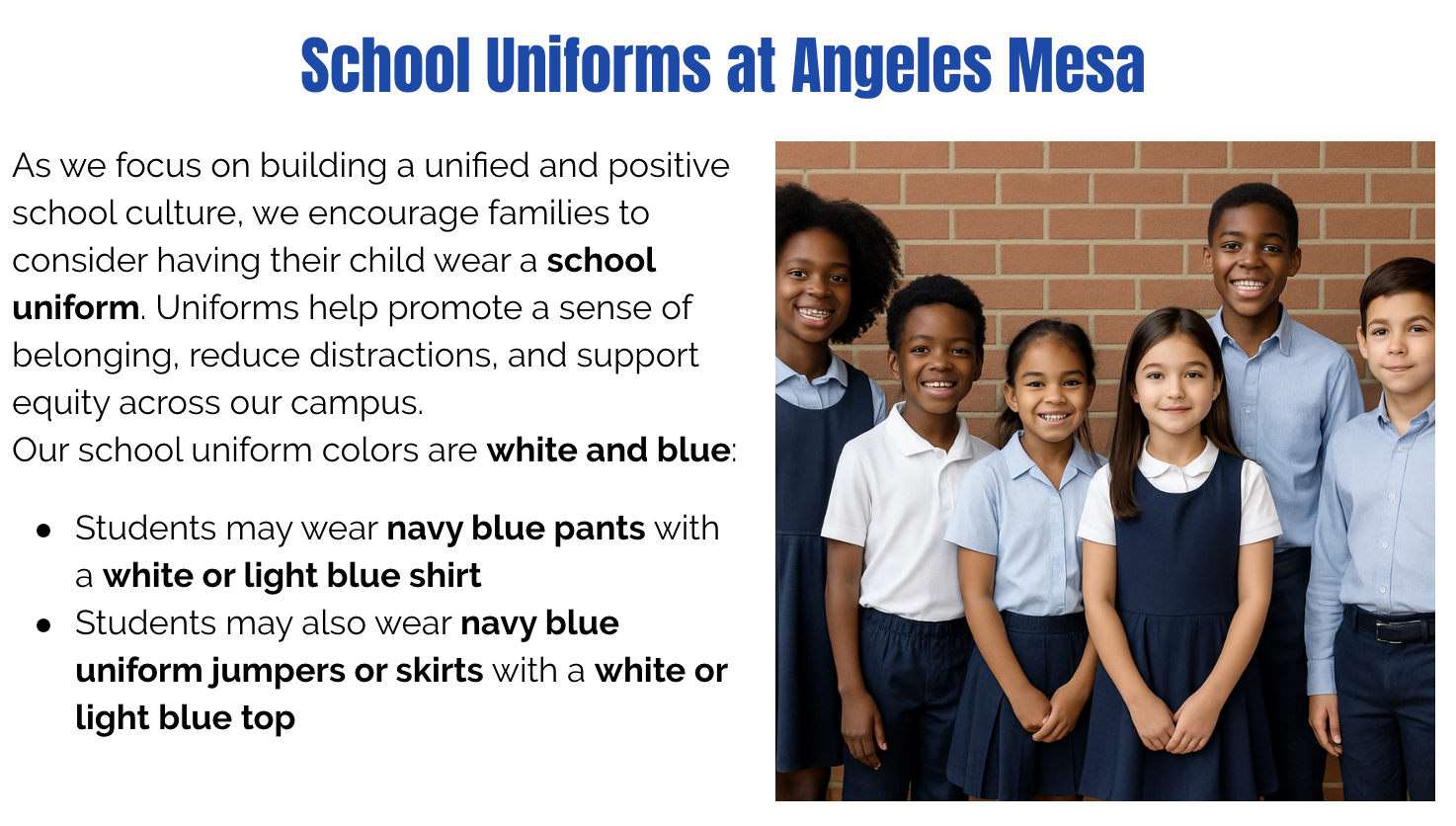 Uniforms – Our School – Angeles Mesa Elementary