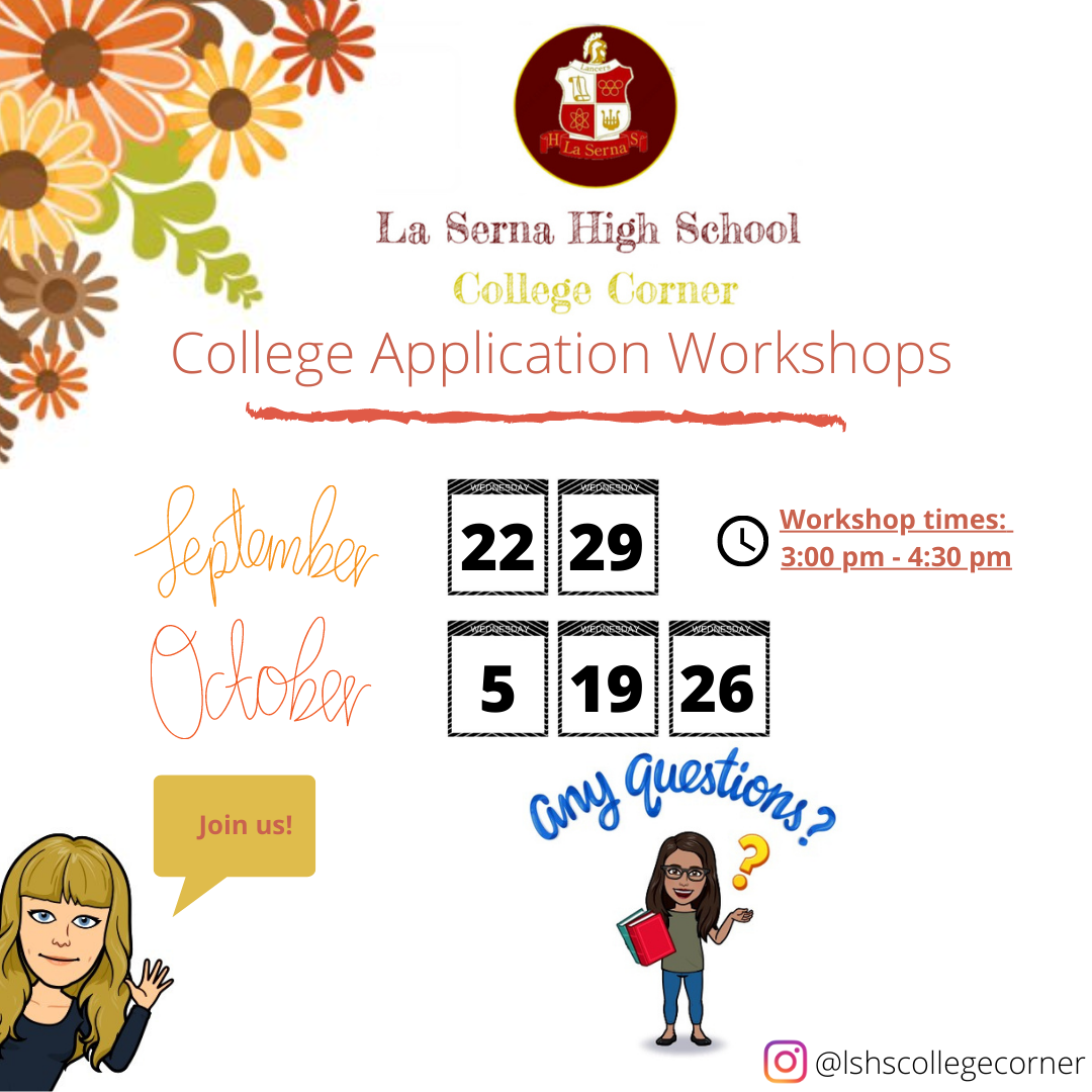 College Application Workshops Class Of 2023 College La Serna High School