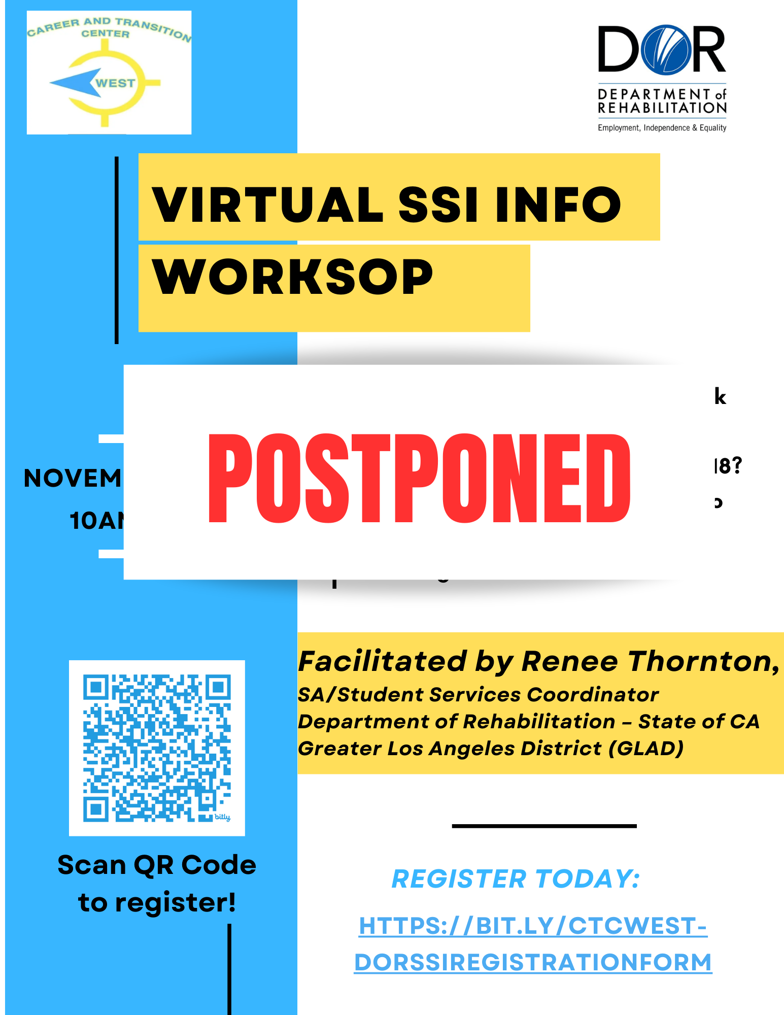POSTPONED SSI Information Parent Workshop | Career and Transition Center - West
