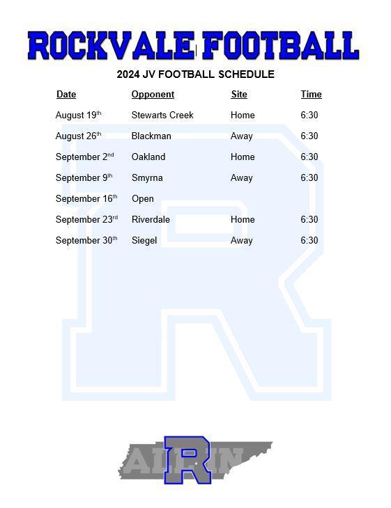 2024 Football Schedules – Football – Rockvale High School